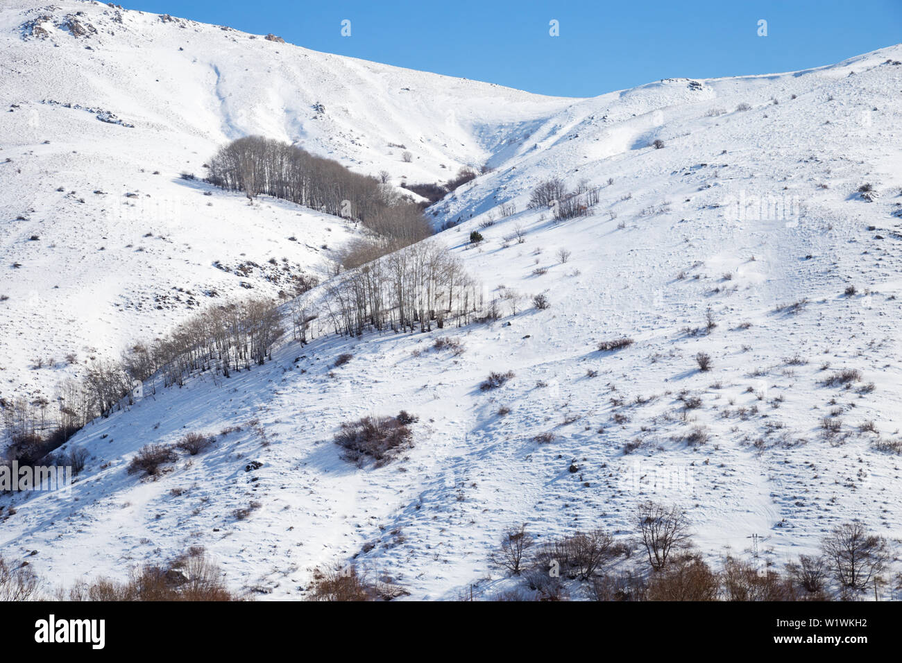 Snowy mountain landscape Stock Photo - Alamy
