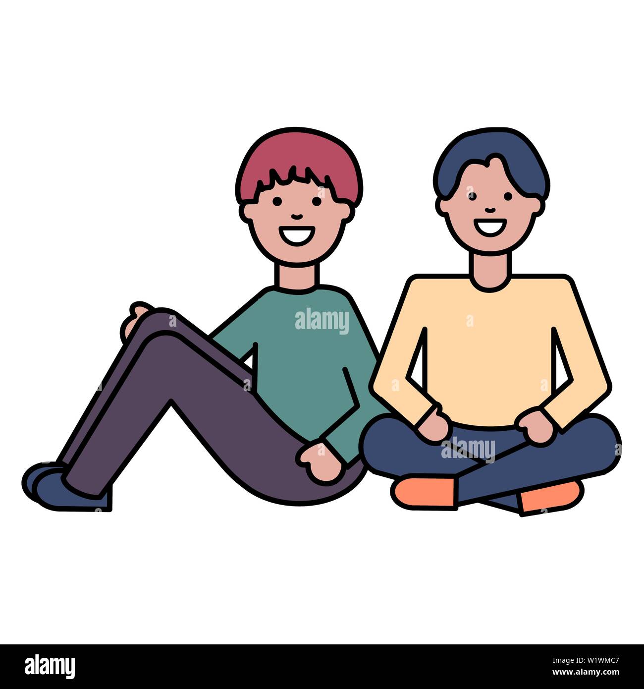 young lovers couple seated characters vector illustration design Stock ...