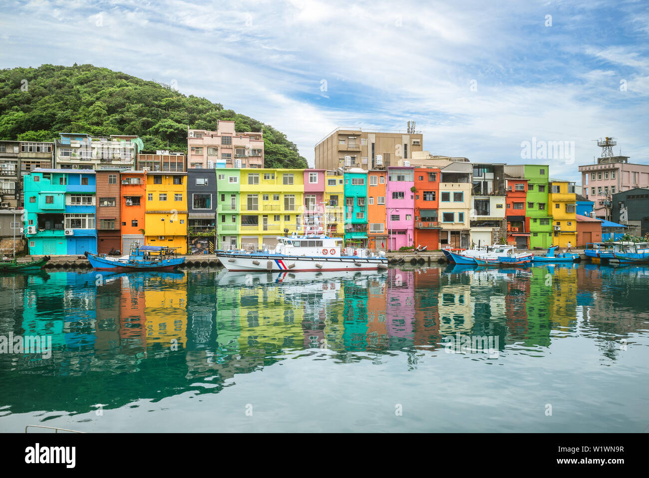 Colorful Zhengbin Fishing Port at Keelung, taiwan Stock Photo - Alamy