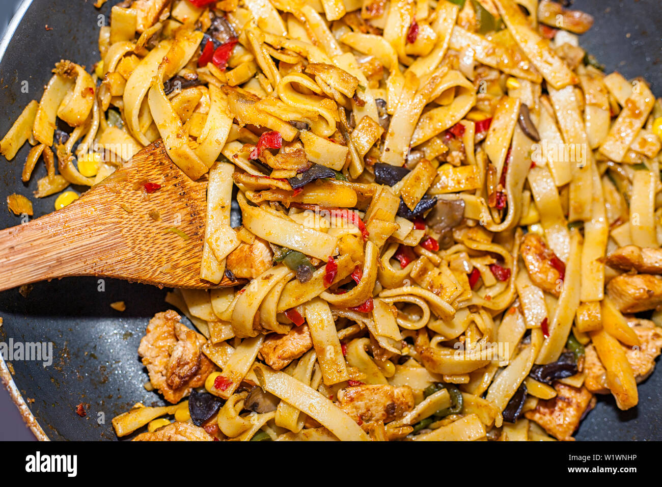 Bami Goreng is a pasta dish. Dish is made on a indonesian way with ...