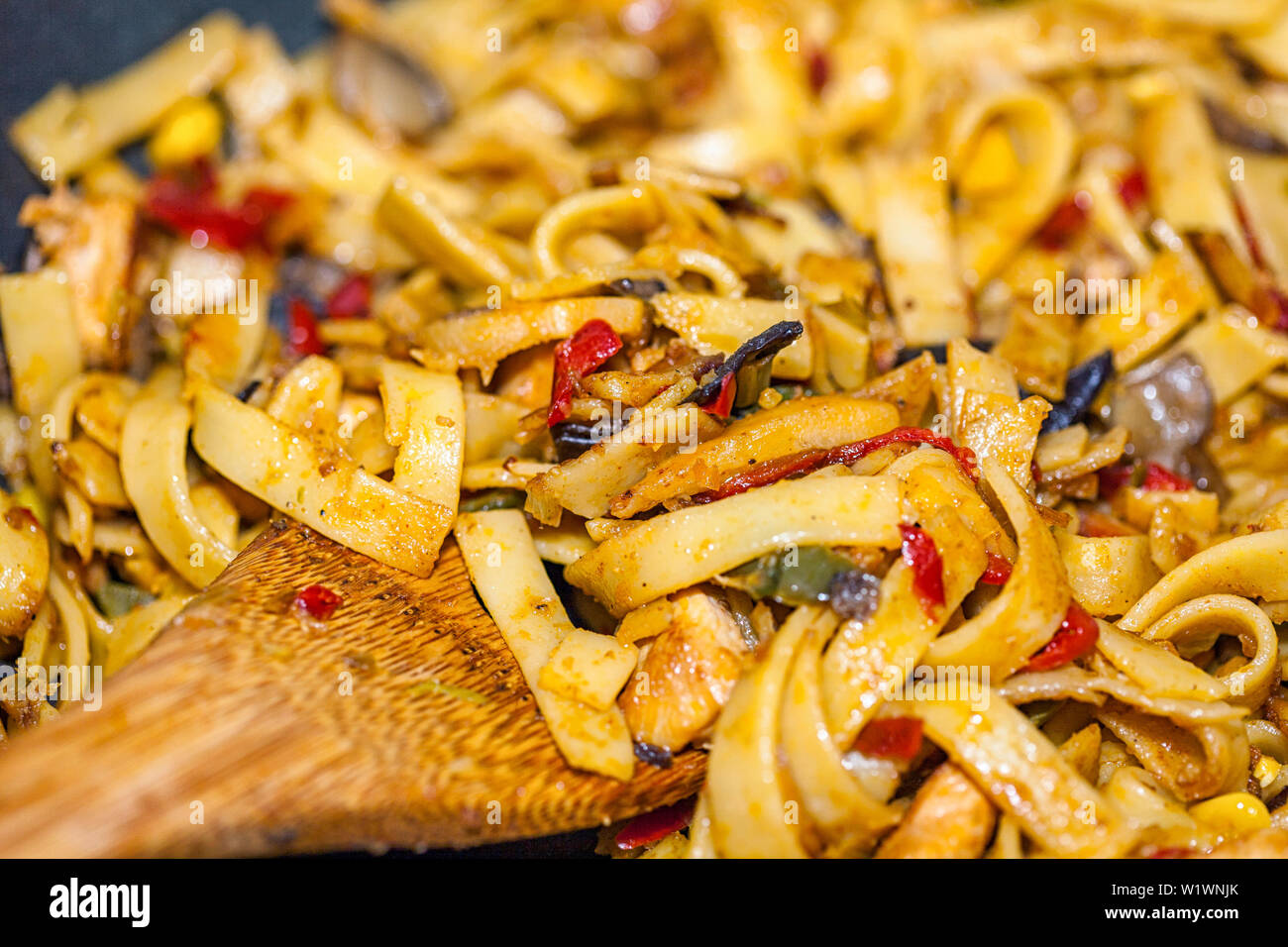 Bami Goreng is a pasta dish. Dish is made on a indonesian way with ...