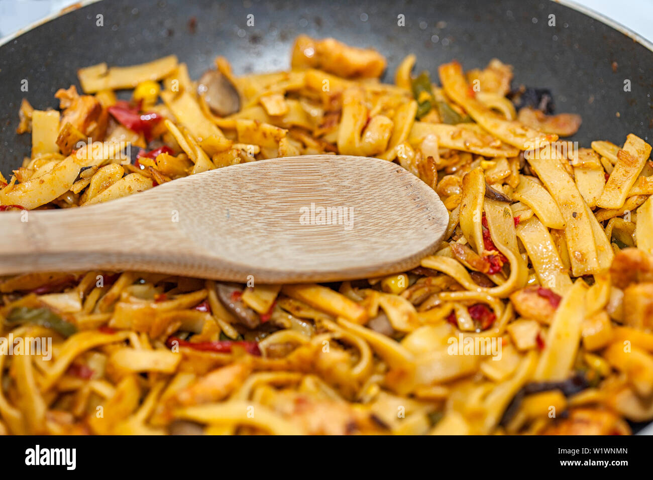 Bami Goreng is a pasta dish. Dish is made on a indonesian way with ...