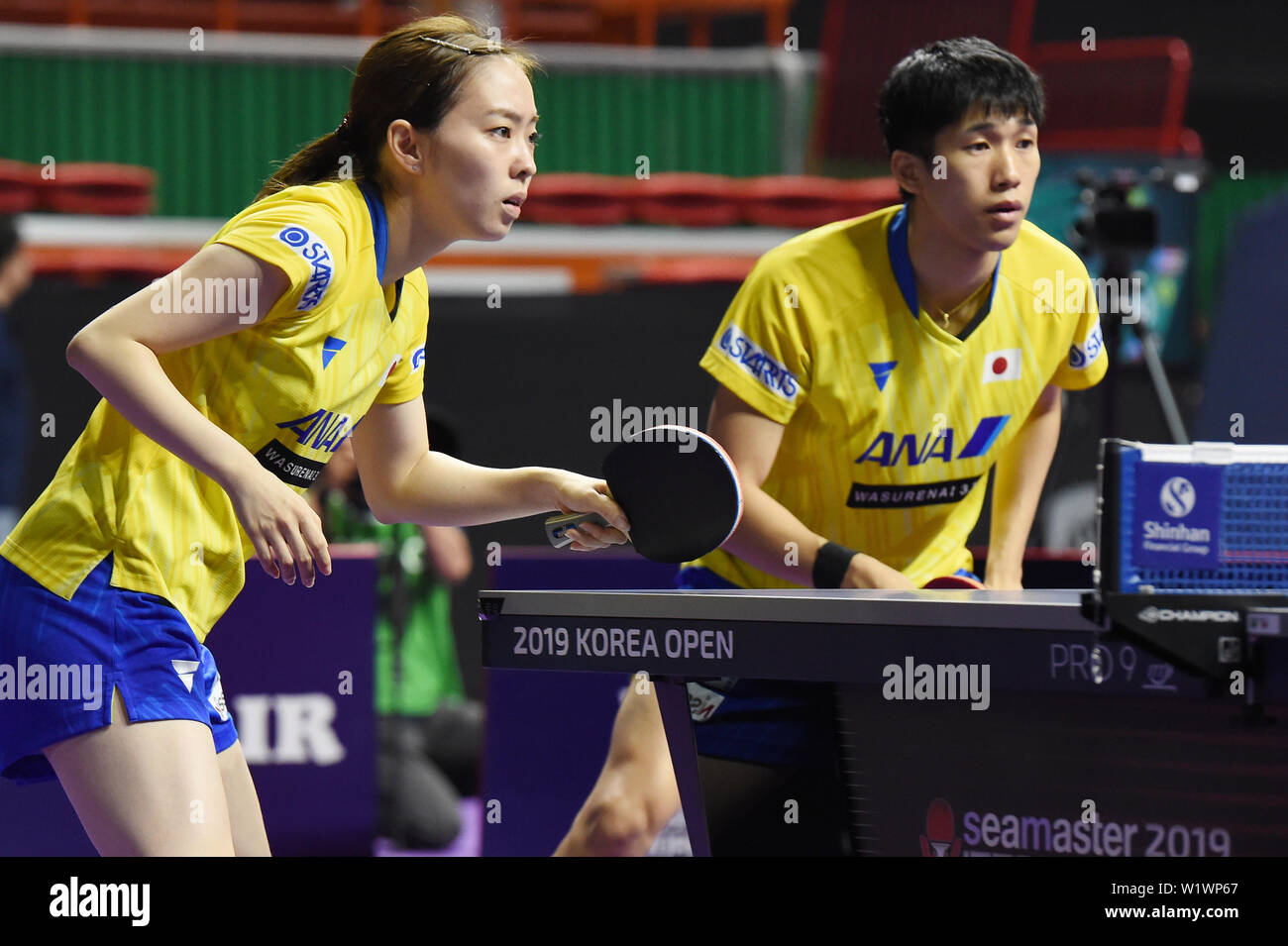 Busan, South Korea. 4th July, 2019. Maharu Yoshimura (JPN), Kasumi Ishikawa (JPN) Table Tennis ...