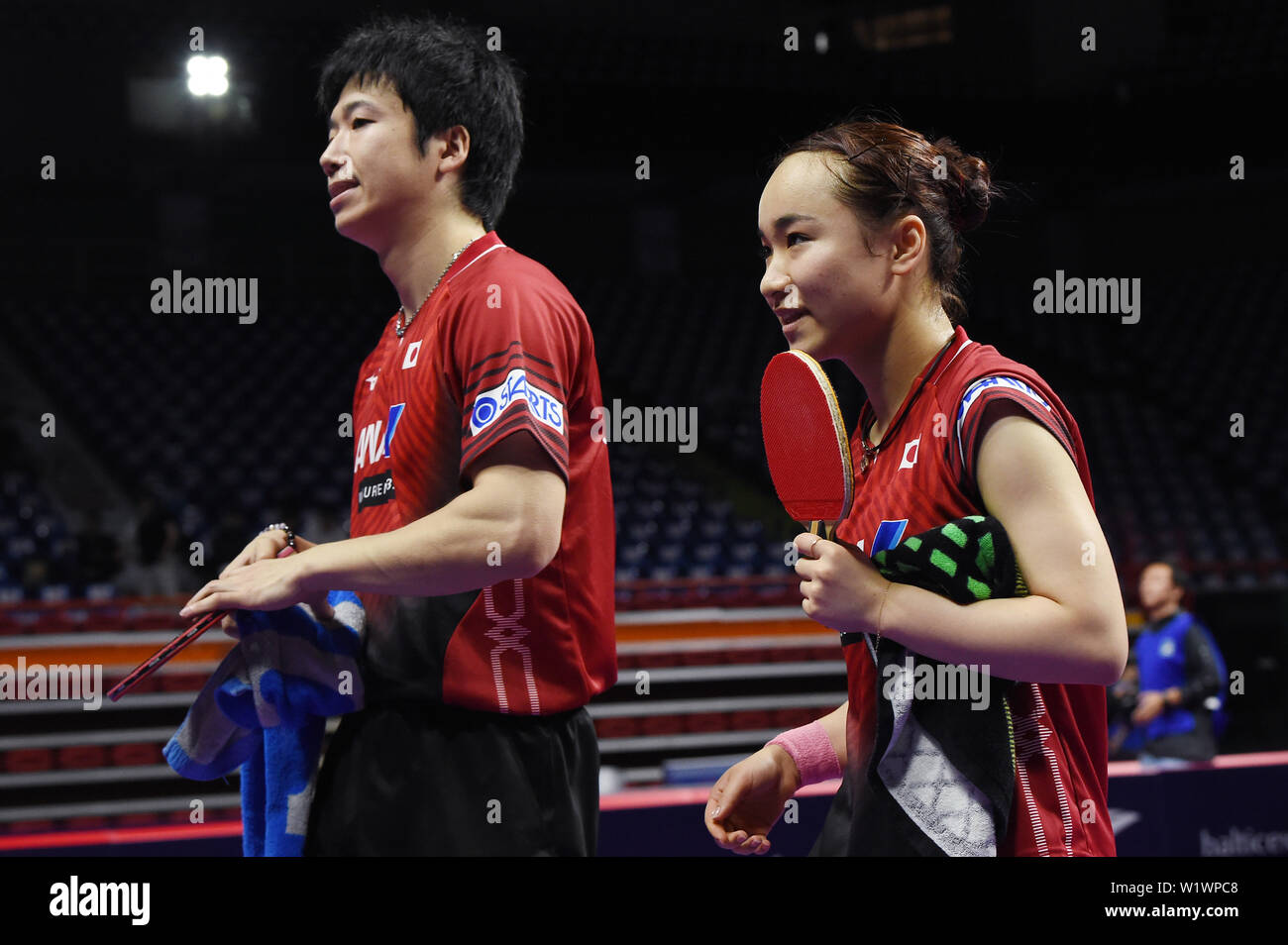 Busan, South Korea. 4th July, 2019. Jun Mizutani (JPN), Mima Ito (JPN ...