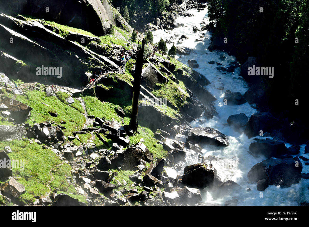 Fast Moving Rapids in Merced River, Yosemite, California Stock Photo ...