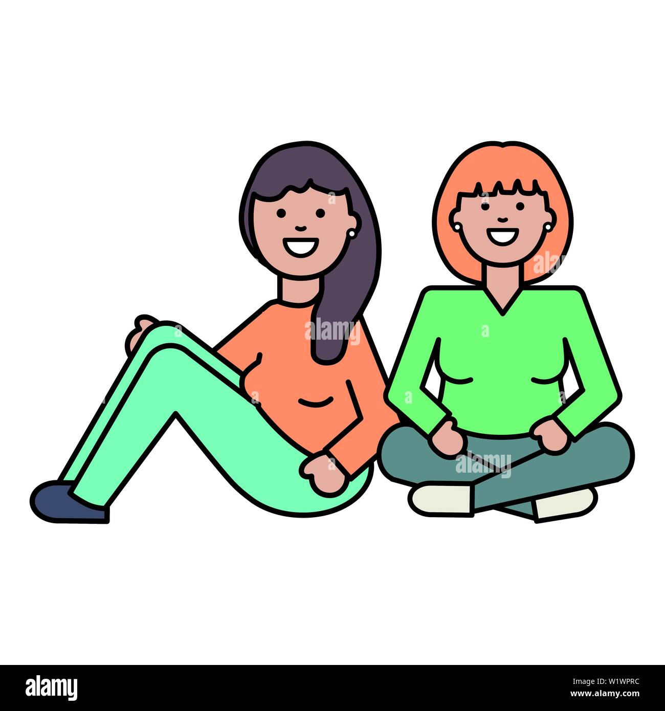 young lovers couple seated characters vector illustration design Stock ...