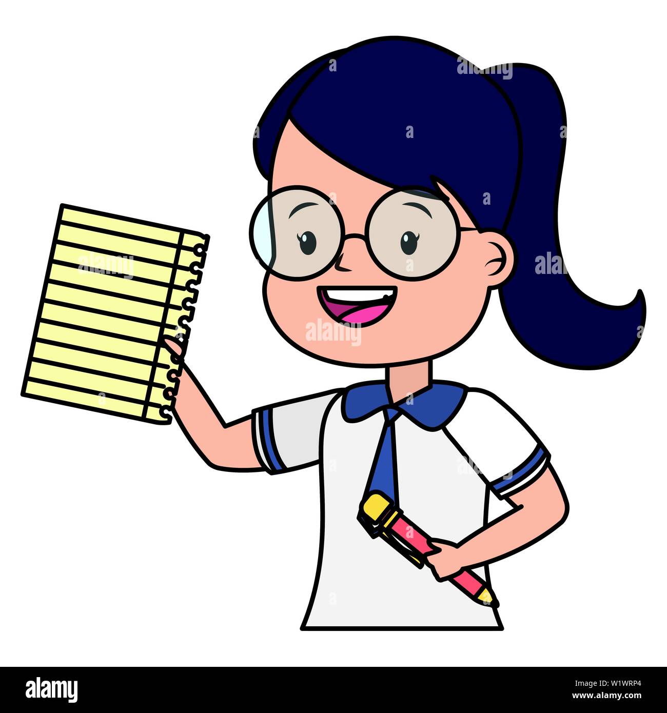 College school girl writing note Stock Vector Images - Alamy