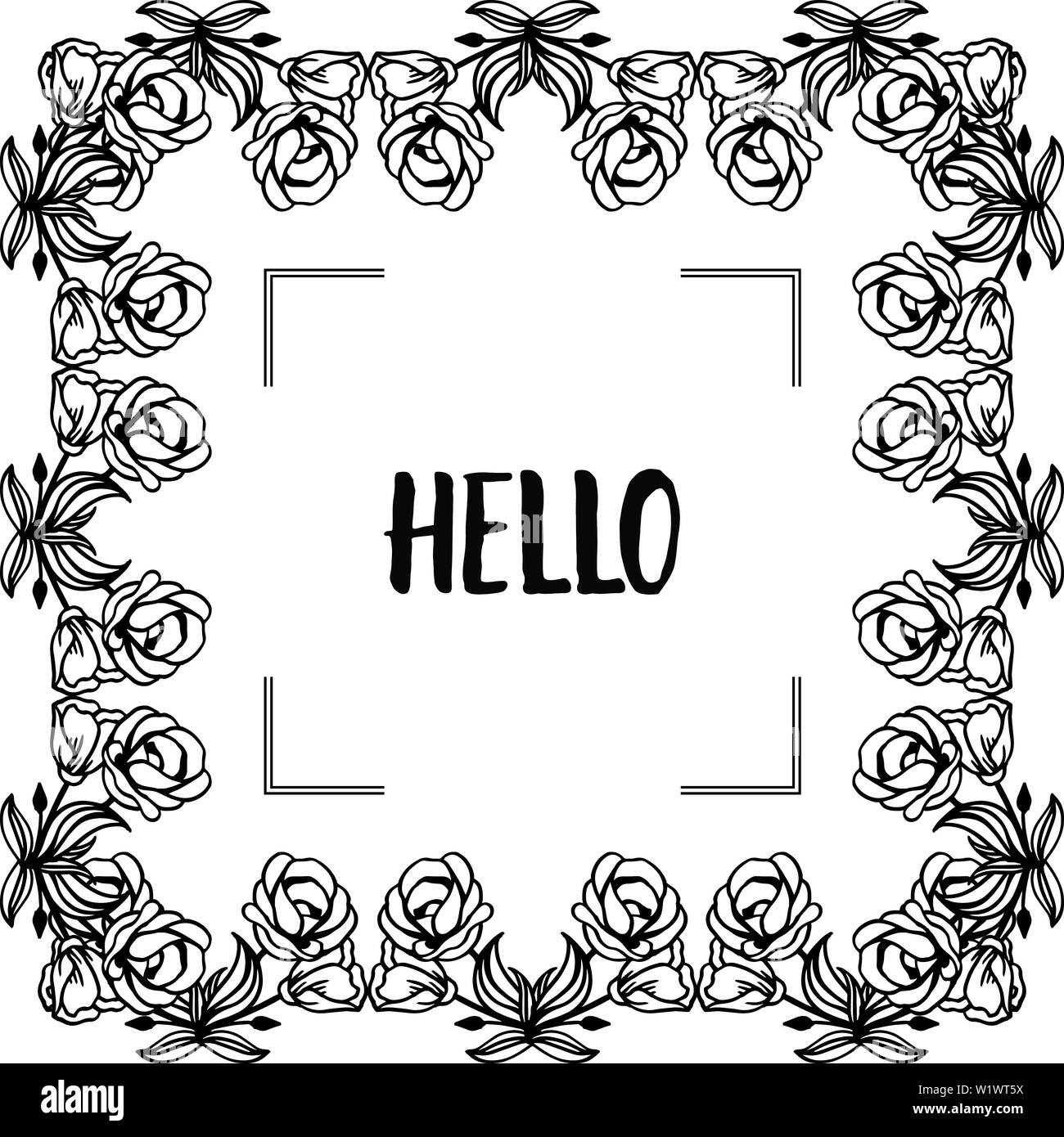 Vector illustration various flower frame for decor modern of card hello ...