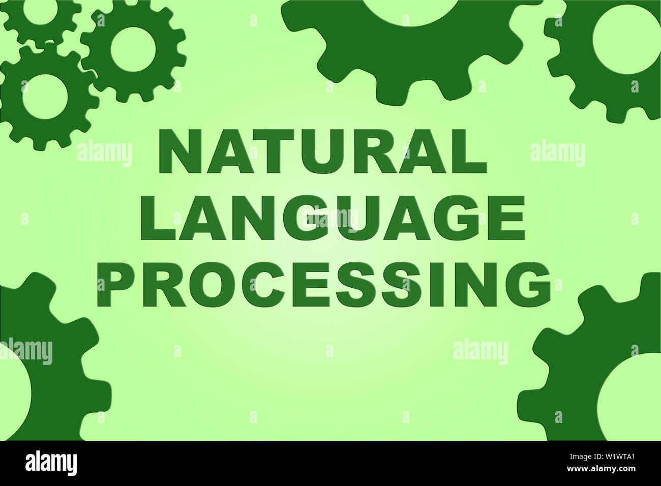 NATURAL LANGUAGE PROCESSING sign concept illustration with green gear ...