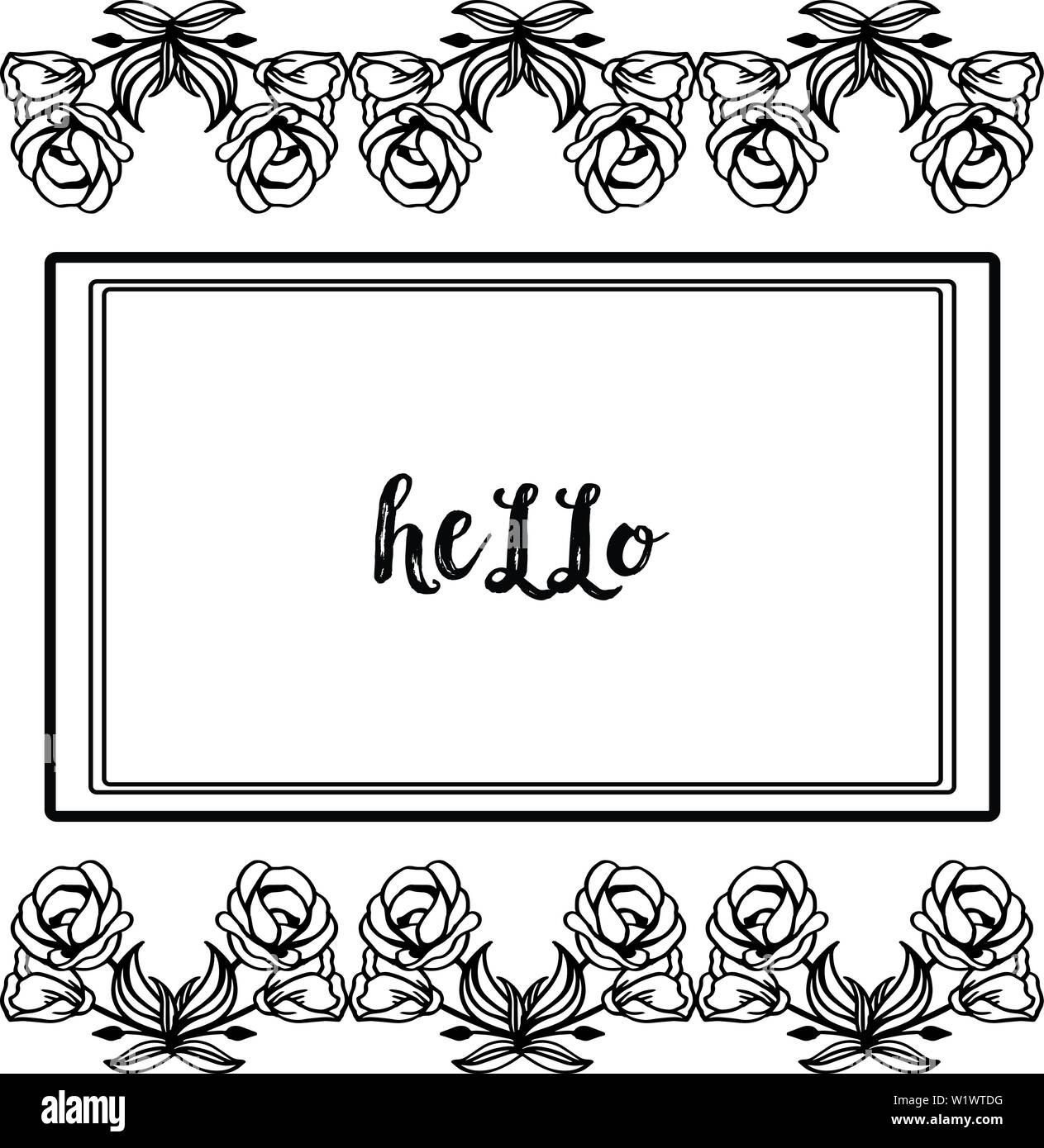 Vector illustration various flower frame for decor modern of card hello ...