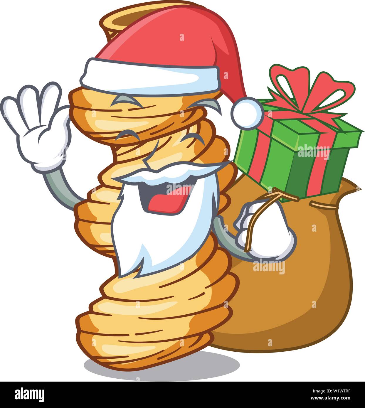 Santa with gift cellentani pasta in a cartoon bowl Stock Vector Image ...