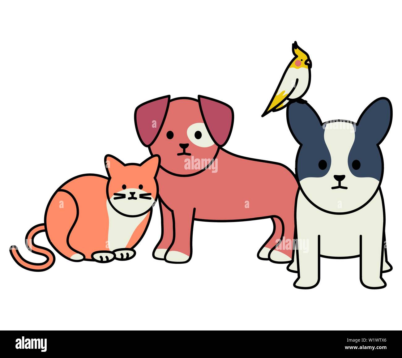 cute group of mascots adorables characters vector illustration design ...