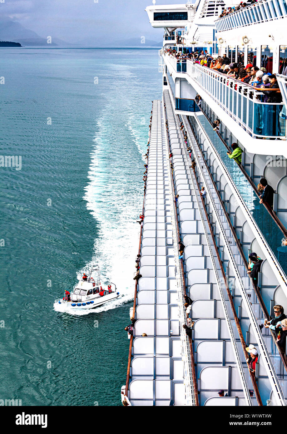 Pilot boat arrives alongside Diamond Princess in Glacier Bay, Alaska ...