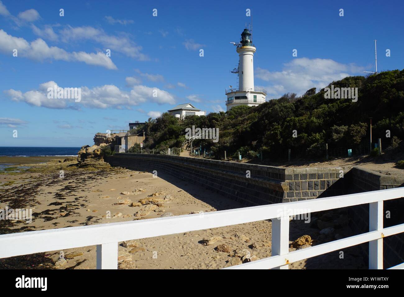 View across the Beach towards Point Lonsdale Lighthouse Stock Photo - Alamy