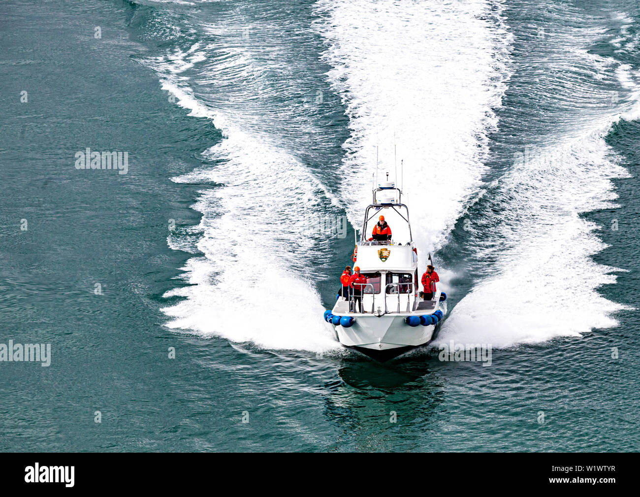Pilot boat arrives alongside Diamond Princess in Glacier Bay, Alaska ...