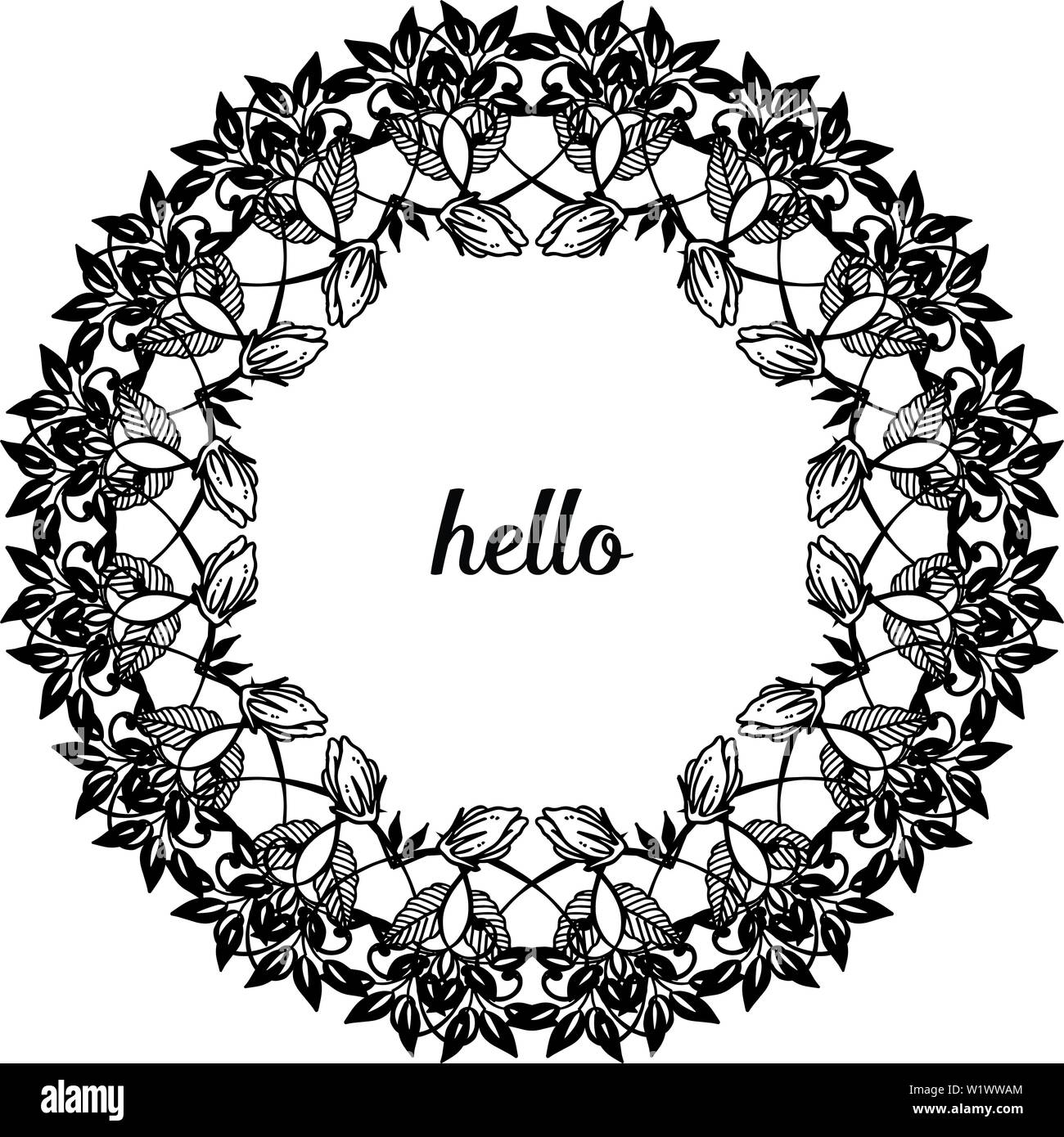 Vector illustration vintage style hello for decoration flower frame ...