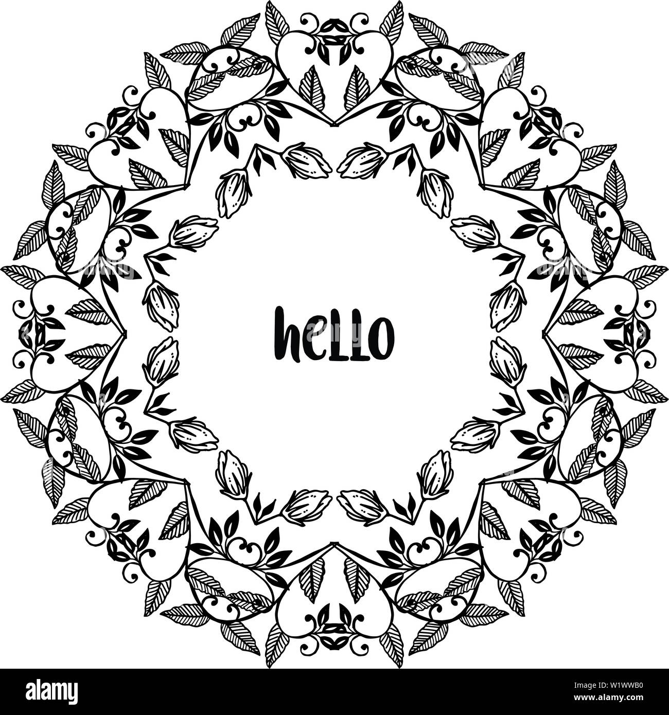 Vector illustration vintage style hello for decoration flower frame ...