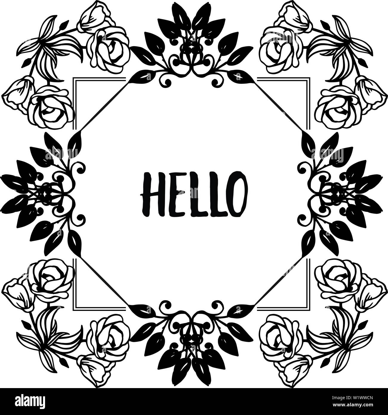 Vector illustration various texture flower frame for decor vintage ...