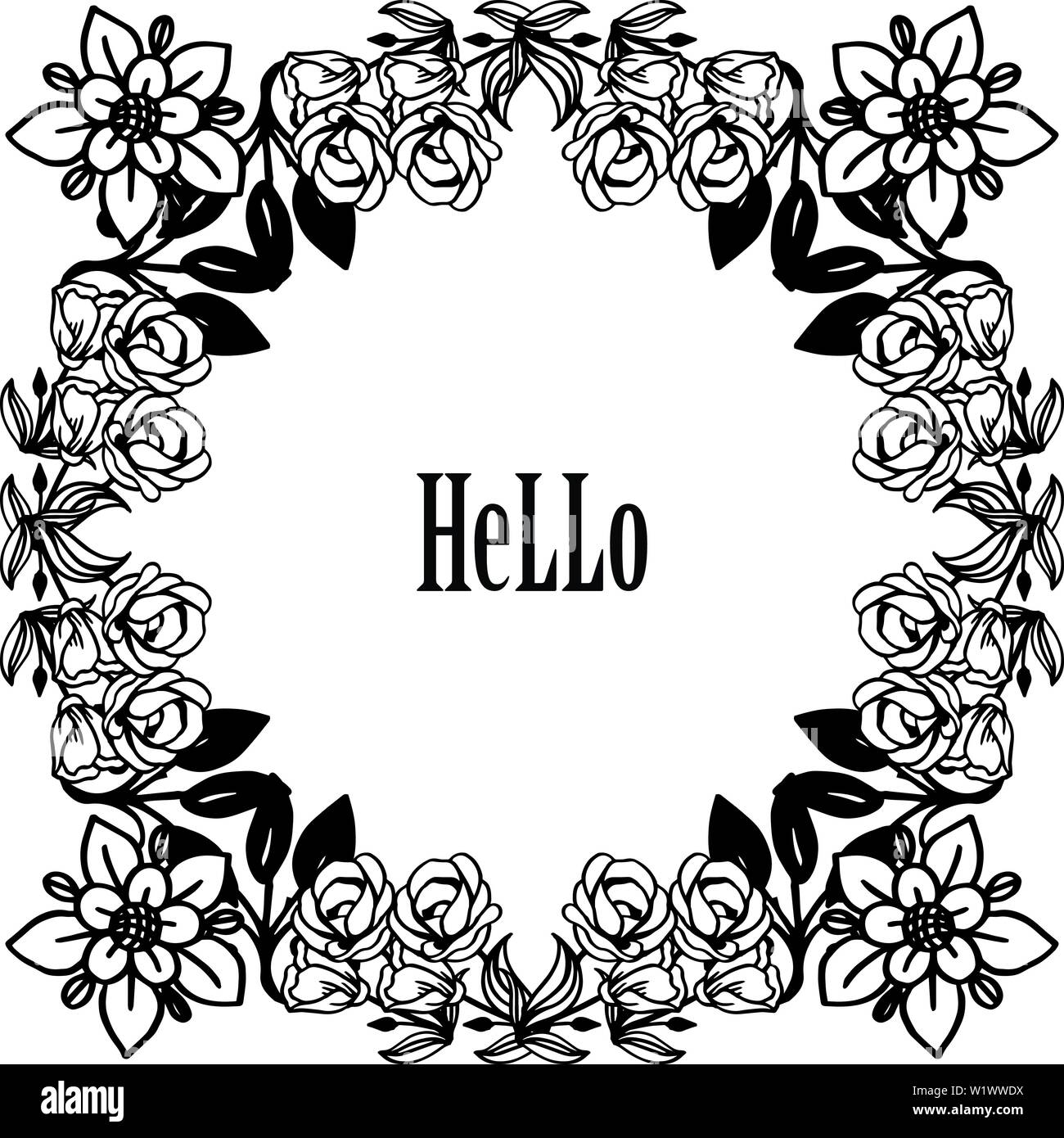 Vector illustration various texture flower frame for decor vintage ...
