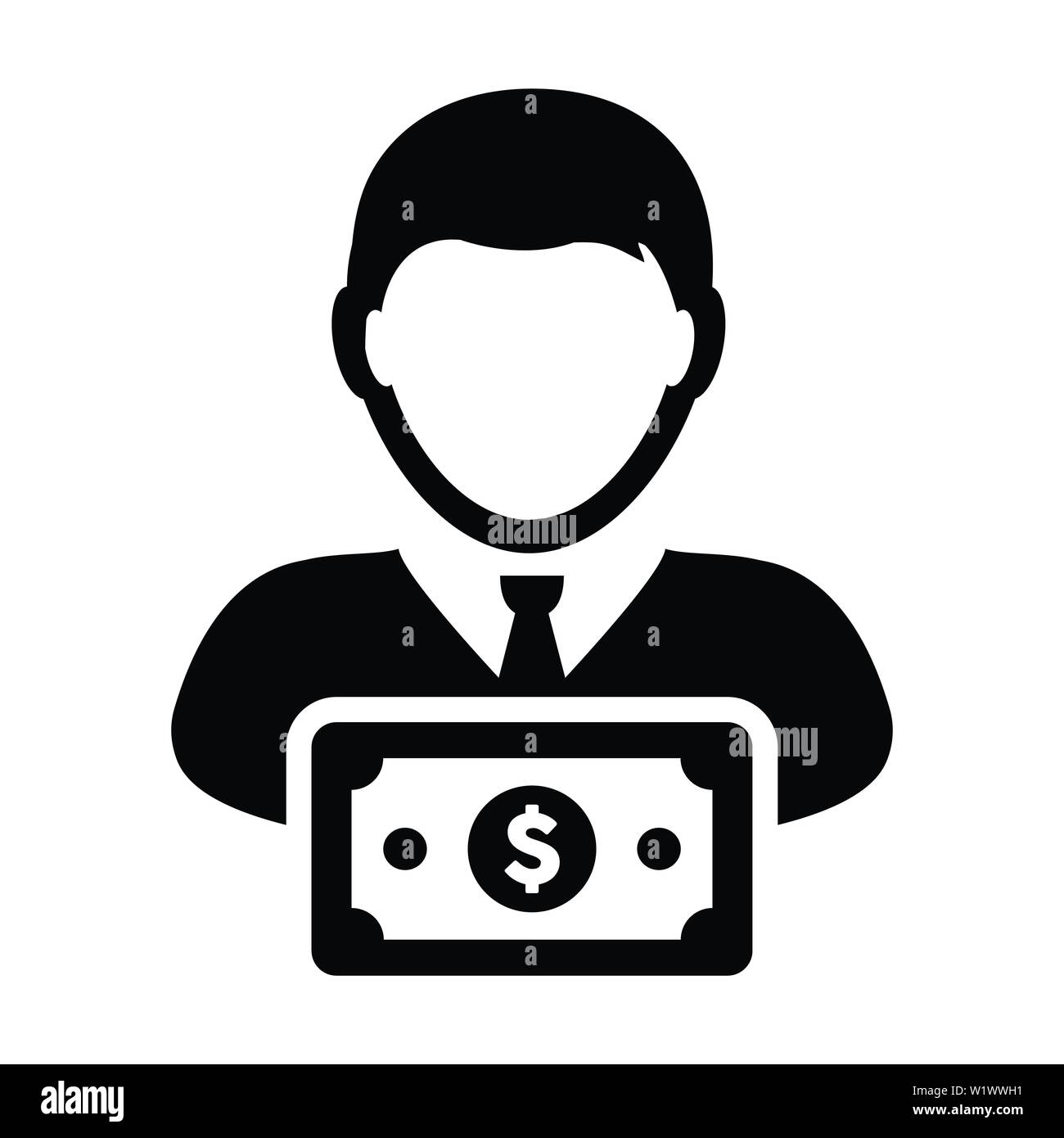 Bank icon vector male user person profile avatar with dollar sign ...