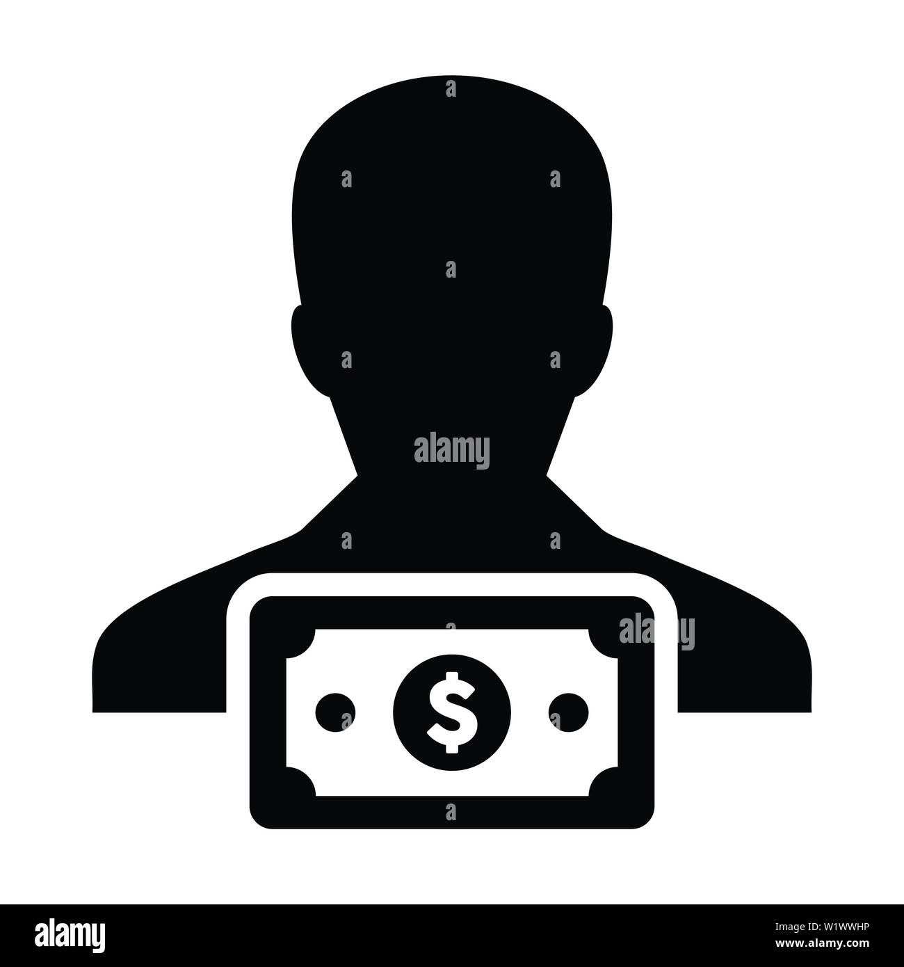 Investment icon vector male user person profile avatar with dollar sign ...