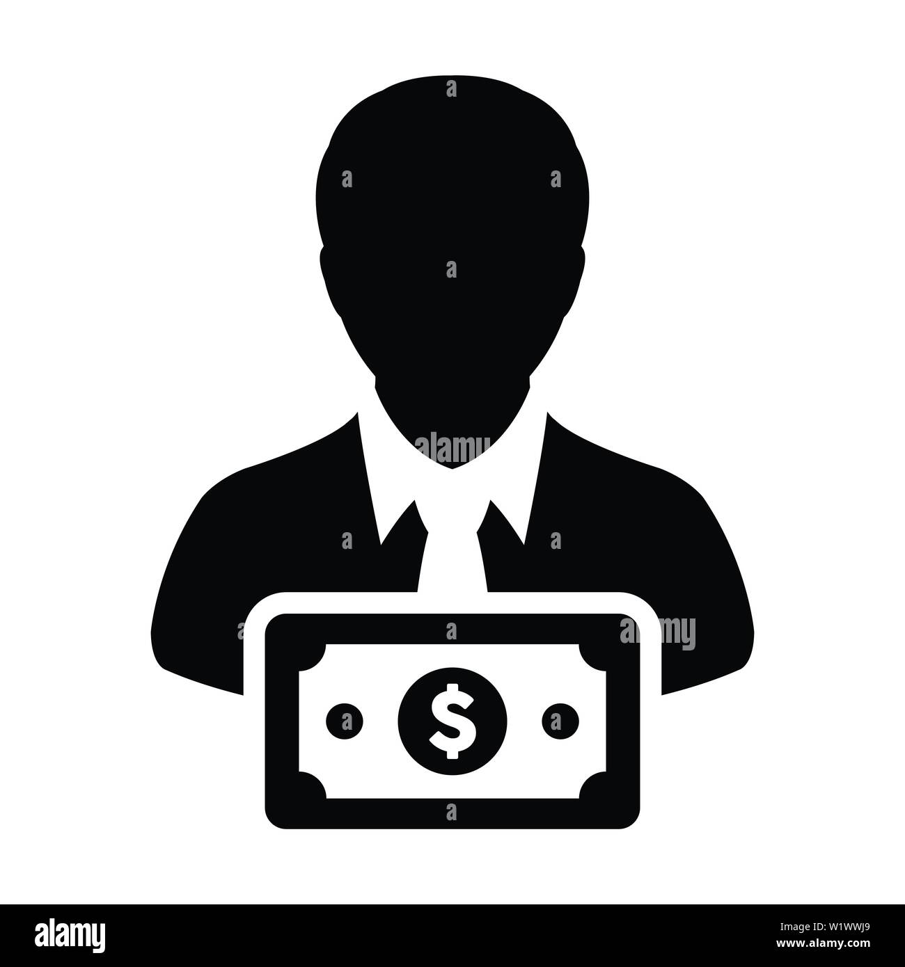 Finance icon vector male user person profile avatar with dollar sign ...