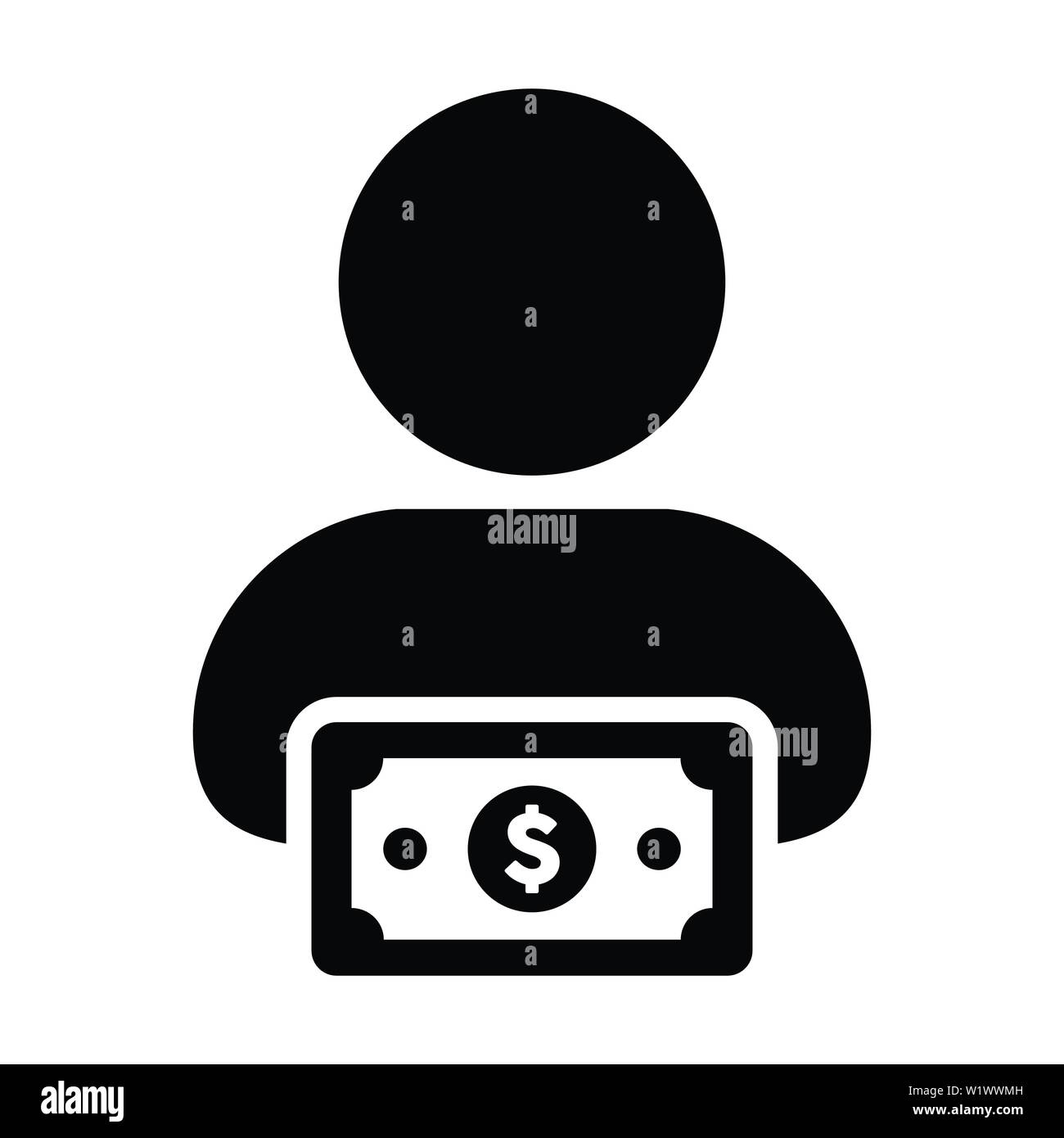 Loan icon vector male user person profile avatar with dollar sign ...