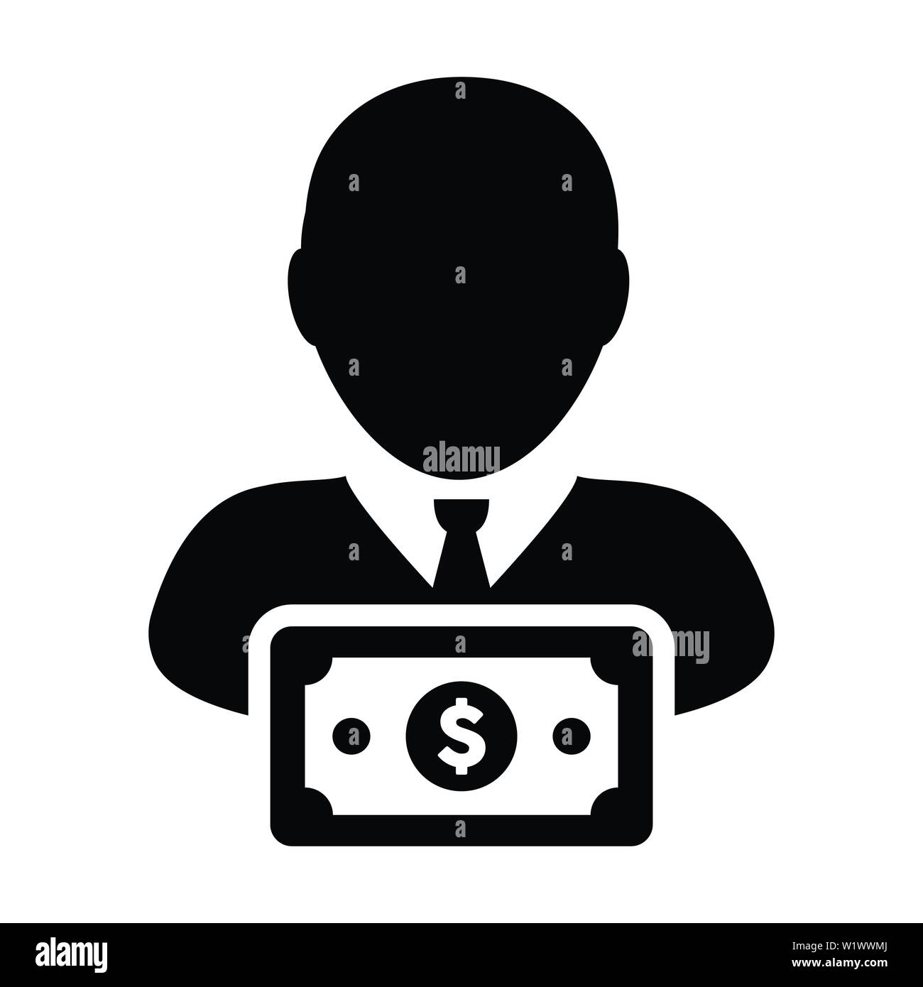 Finance icon vector male user person profile avatar with dollar sign ...