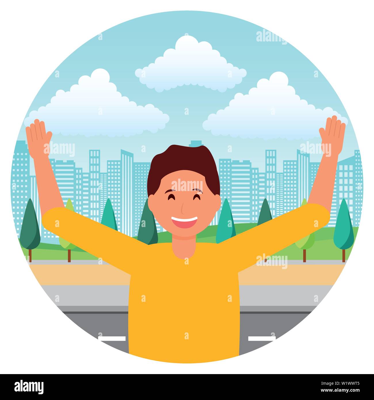 happy young people flat design Stock Vector Image & Art - Alamy