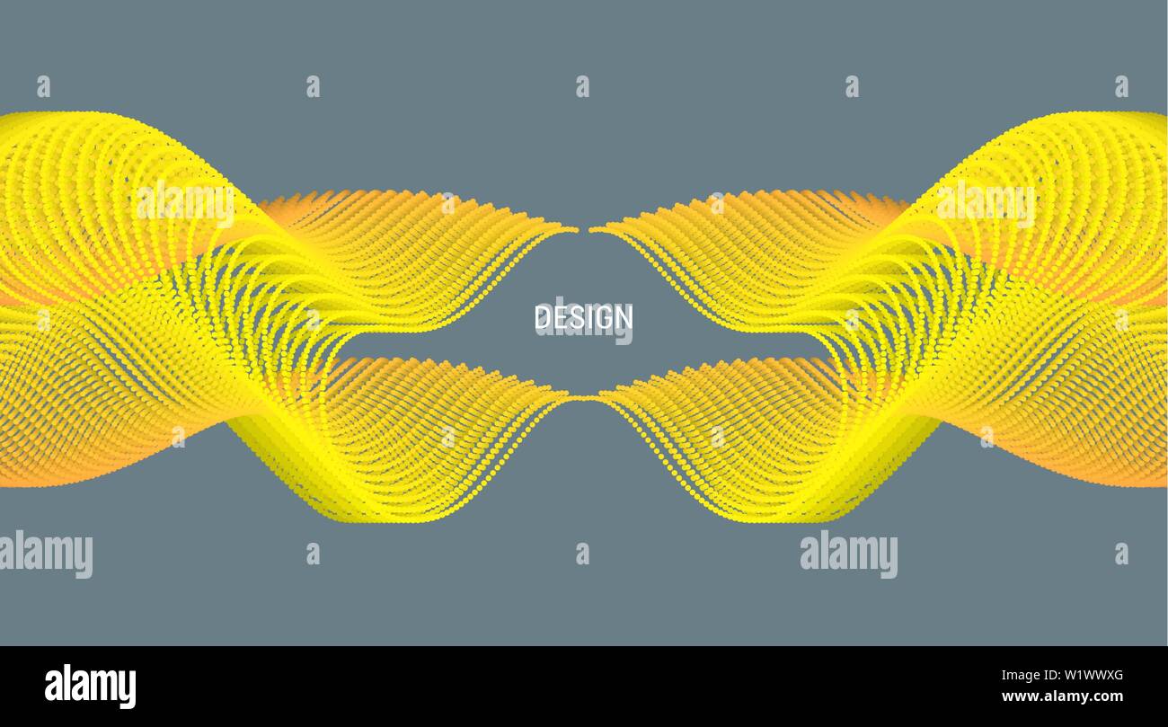 Wavy Background Array With Dynamic Particles Composition With Motion Effect 3d Technology