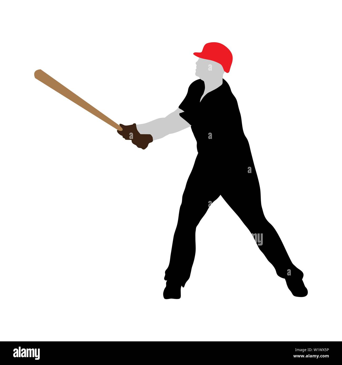 Highly detailed baseball athlete silhouette. Fully editable EPS 10 ...