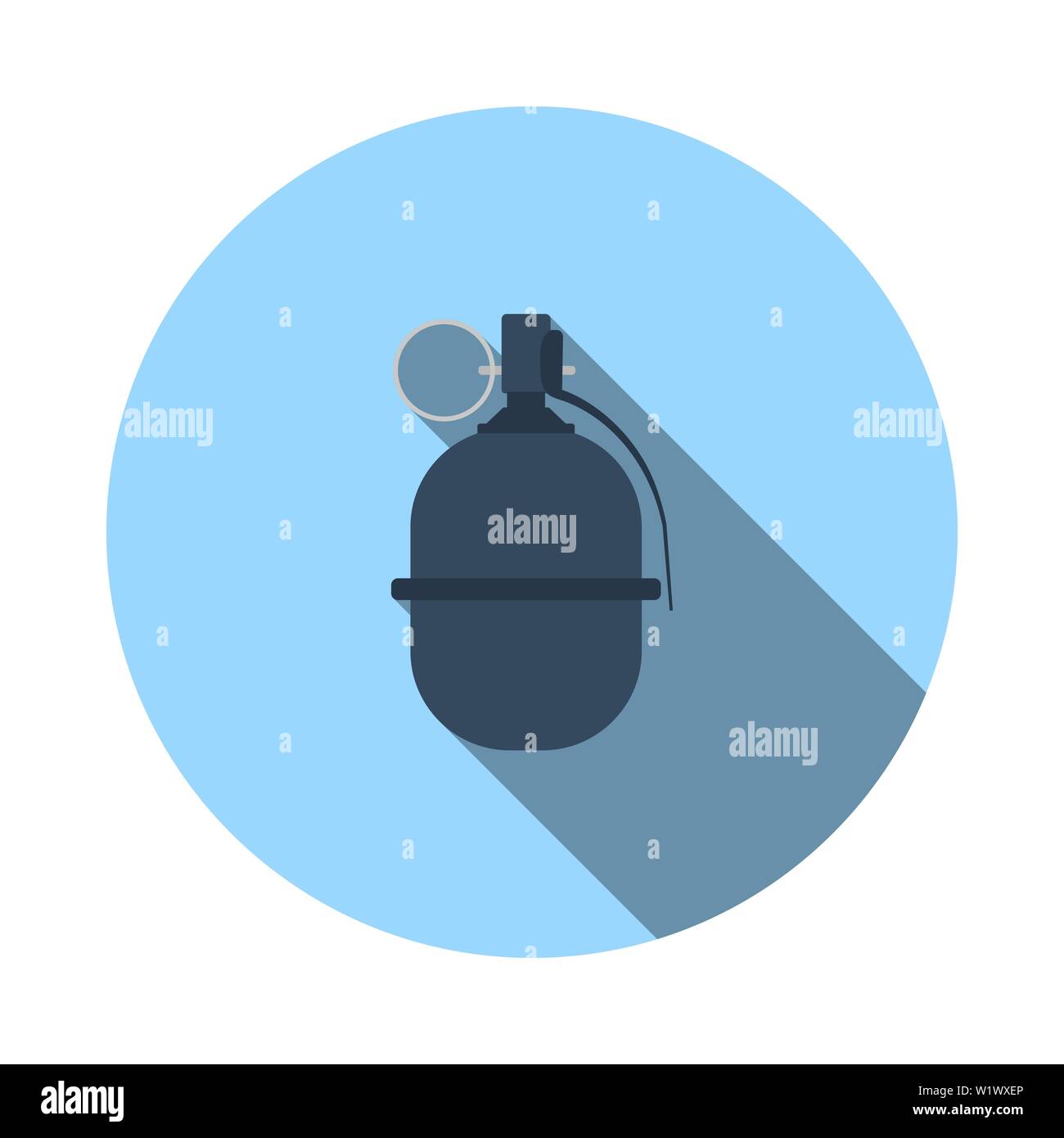 Attack Grenade Icon. Flat Circle Stencil Design With Long Shadow ...