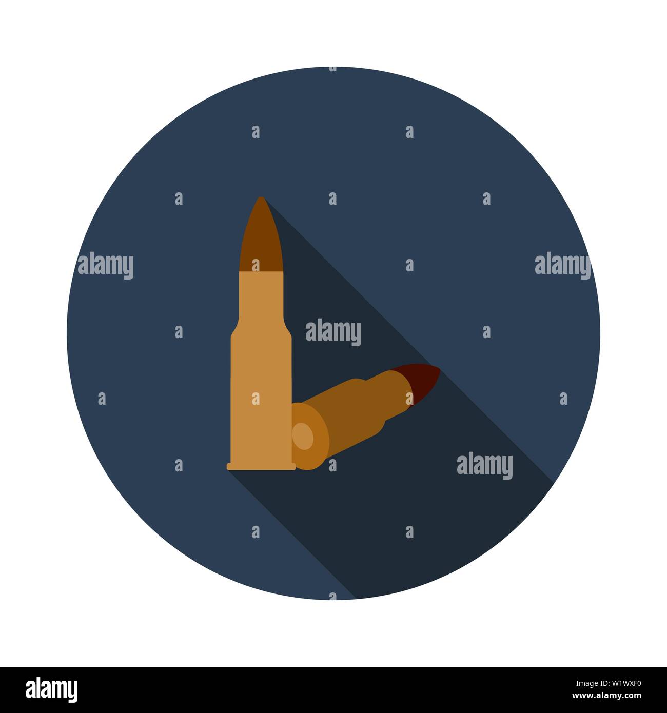 Rifle Ammo Icon. Flat Circle Stencil Design With Long Shadow. Vector ...