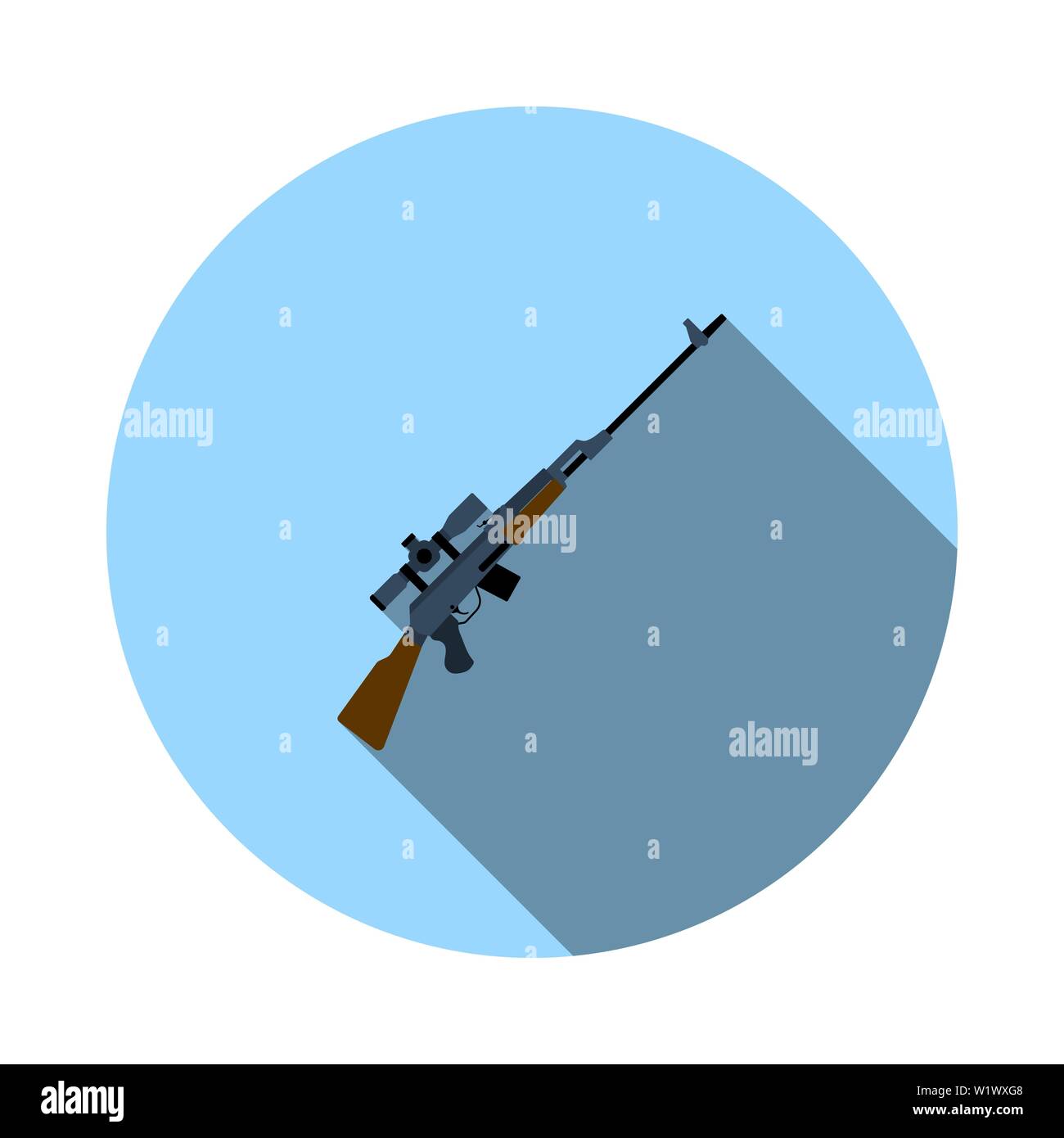 Sniper Rifle Icon. Flat Circle Stencil Design With Long Shadow. Vector ...