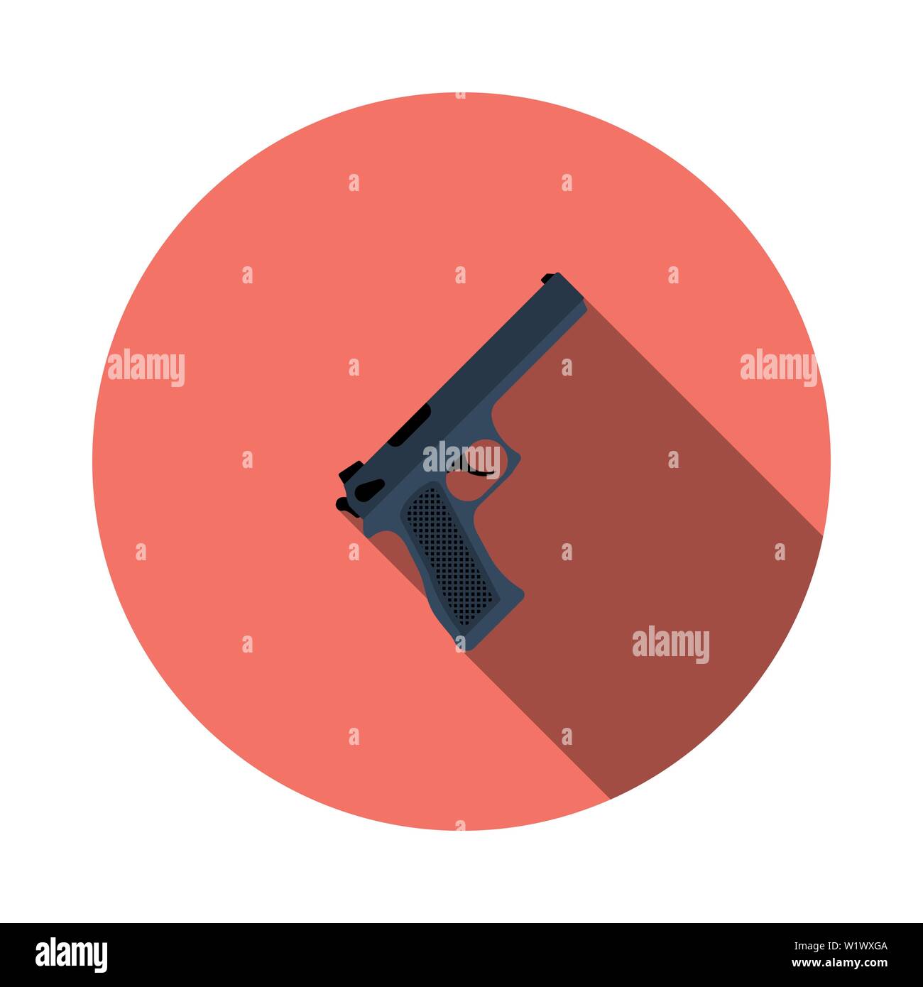 Gun Icon. Flat Circle Stencil Design With Long Shadow. Vector ...