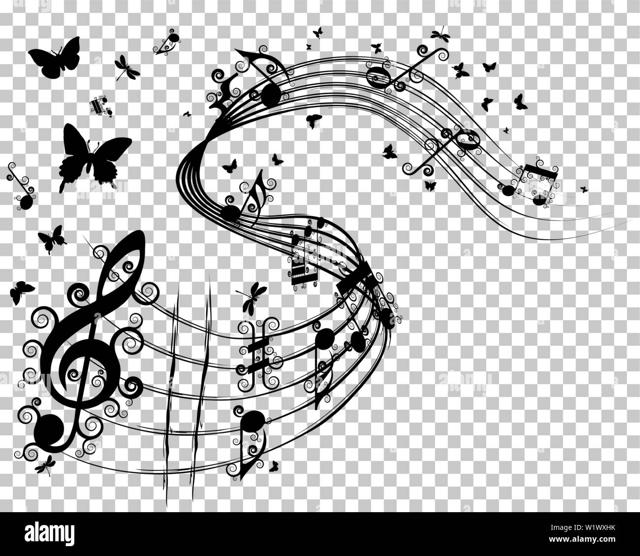 Vector musical notes staff background for design use Stock Vector Image ...