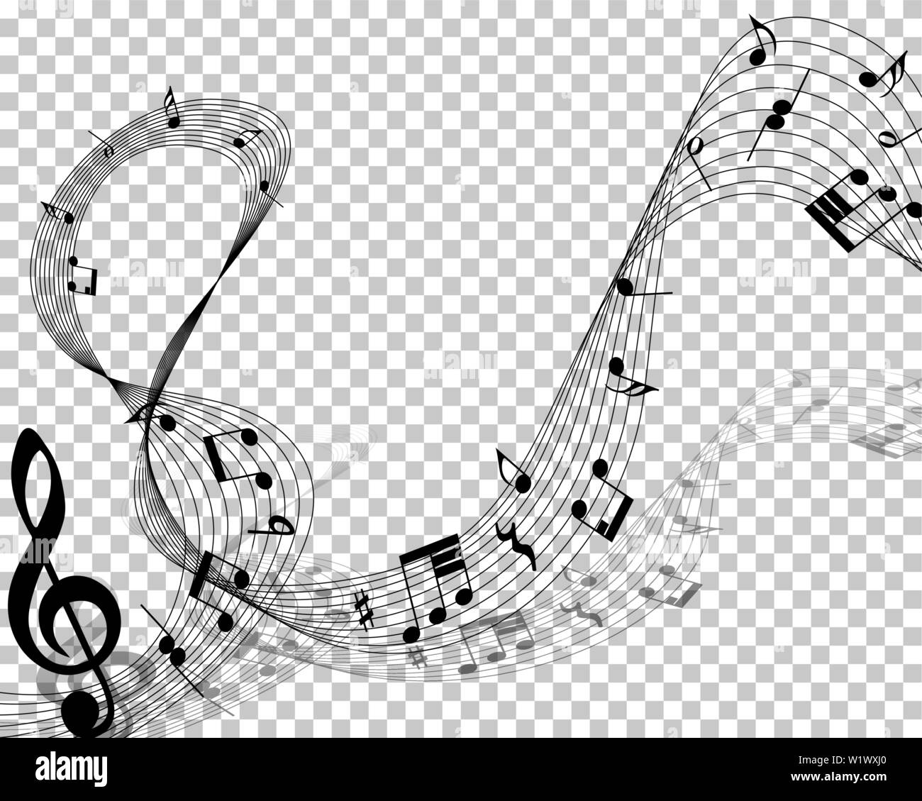 Musical note staff. Vector illustration without transparency effect ...