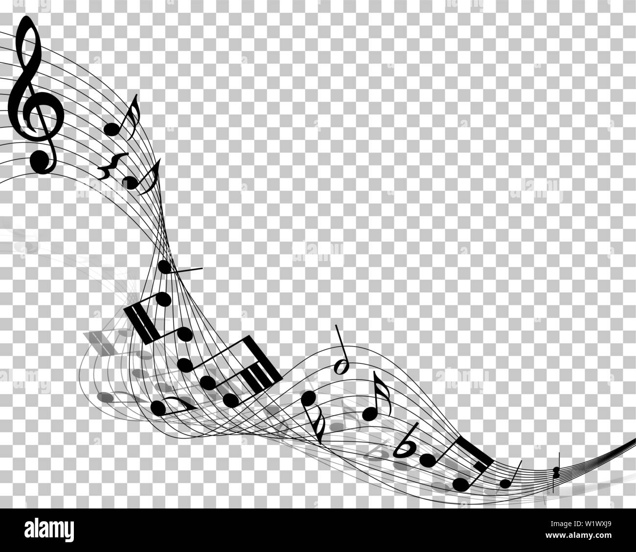 Musical note staff. Vector illustration without transparency effect ...