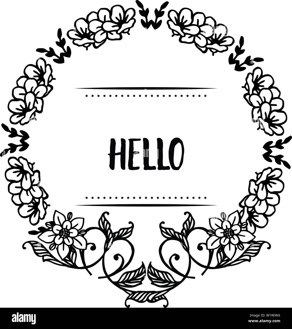 Vector illustration beautiful flower frame for template hello hand ...