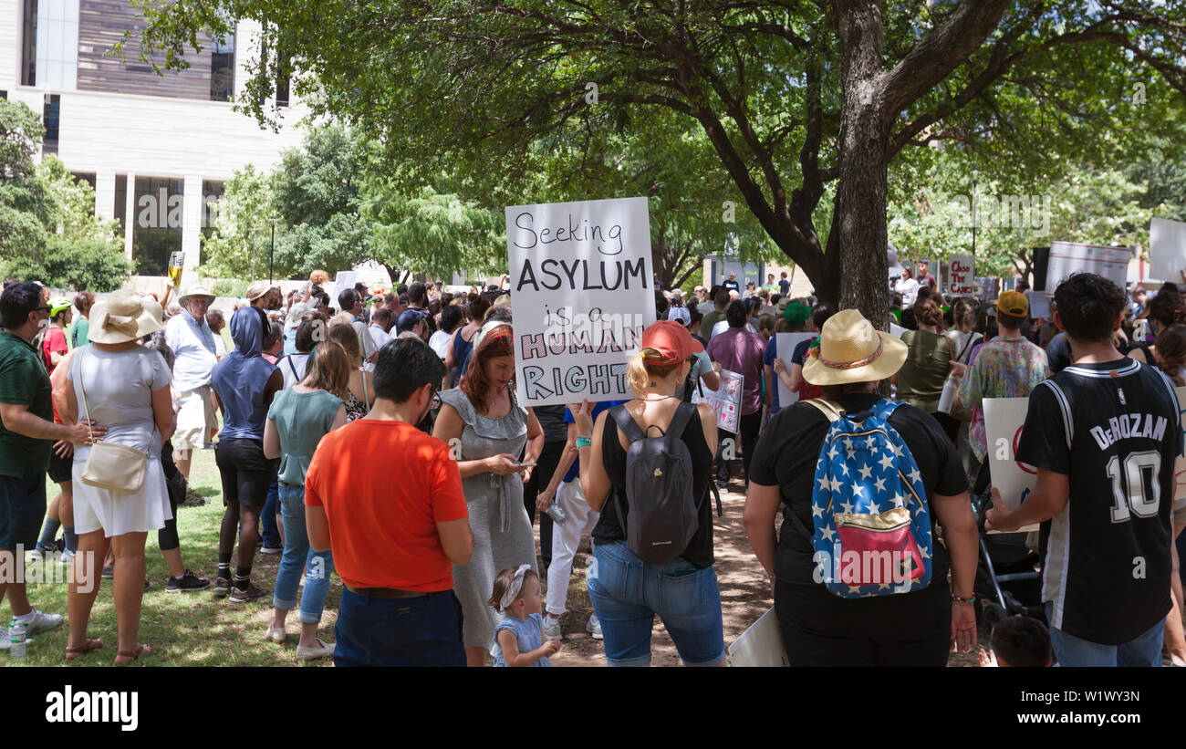 AUSTIN, TEXAS - JULY 2, 2019 - People protesting against President ...