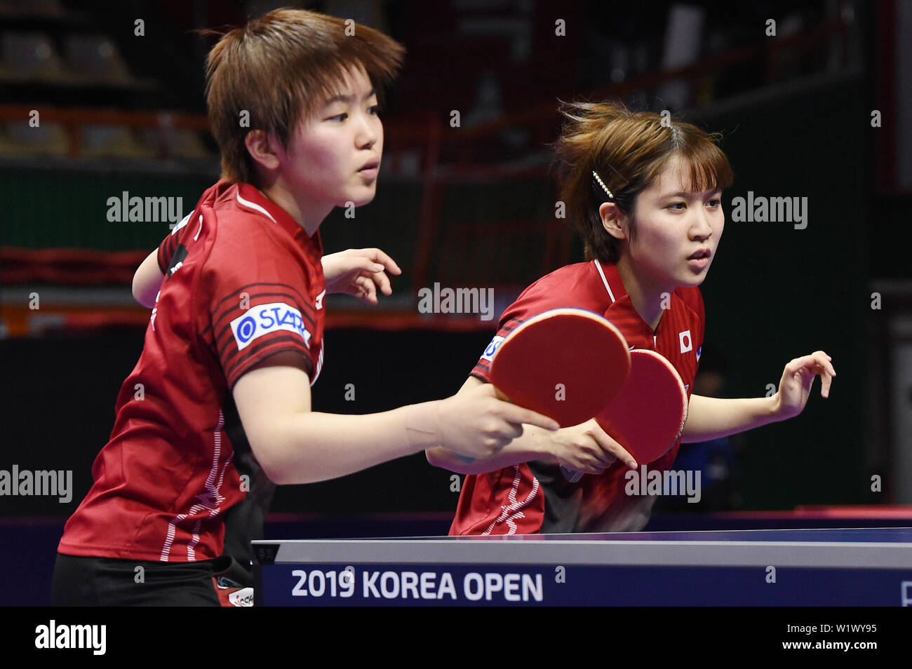 Busan, South Korea. 4th July, 2019. Miu Hirano (JPN), Saki Shibata (JPN ...