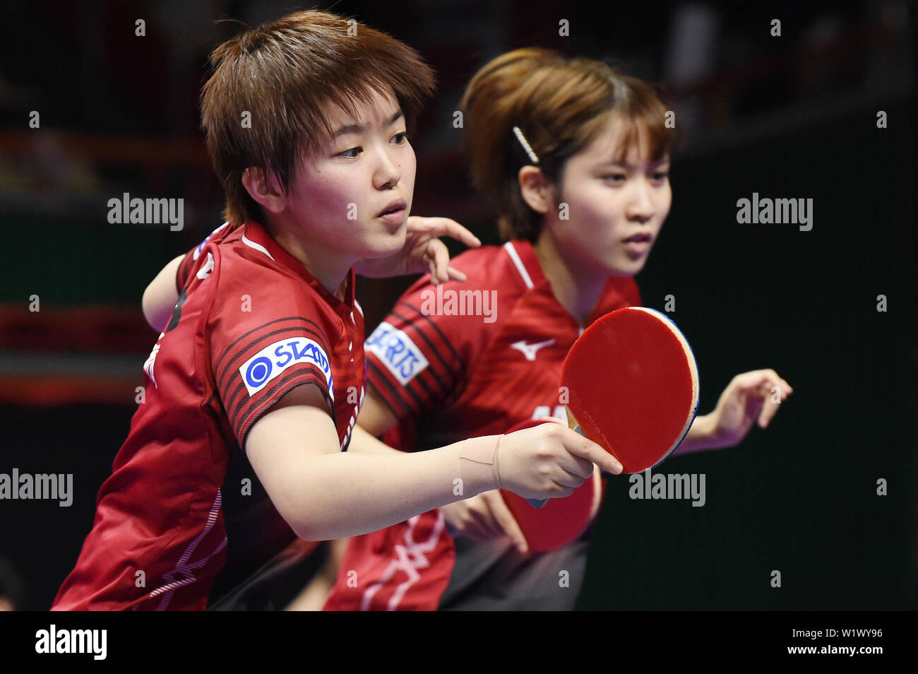 Busan, South Korea. 4th July, 2019. Miu Hirano (JPN), Saki Shibata (JPN ...