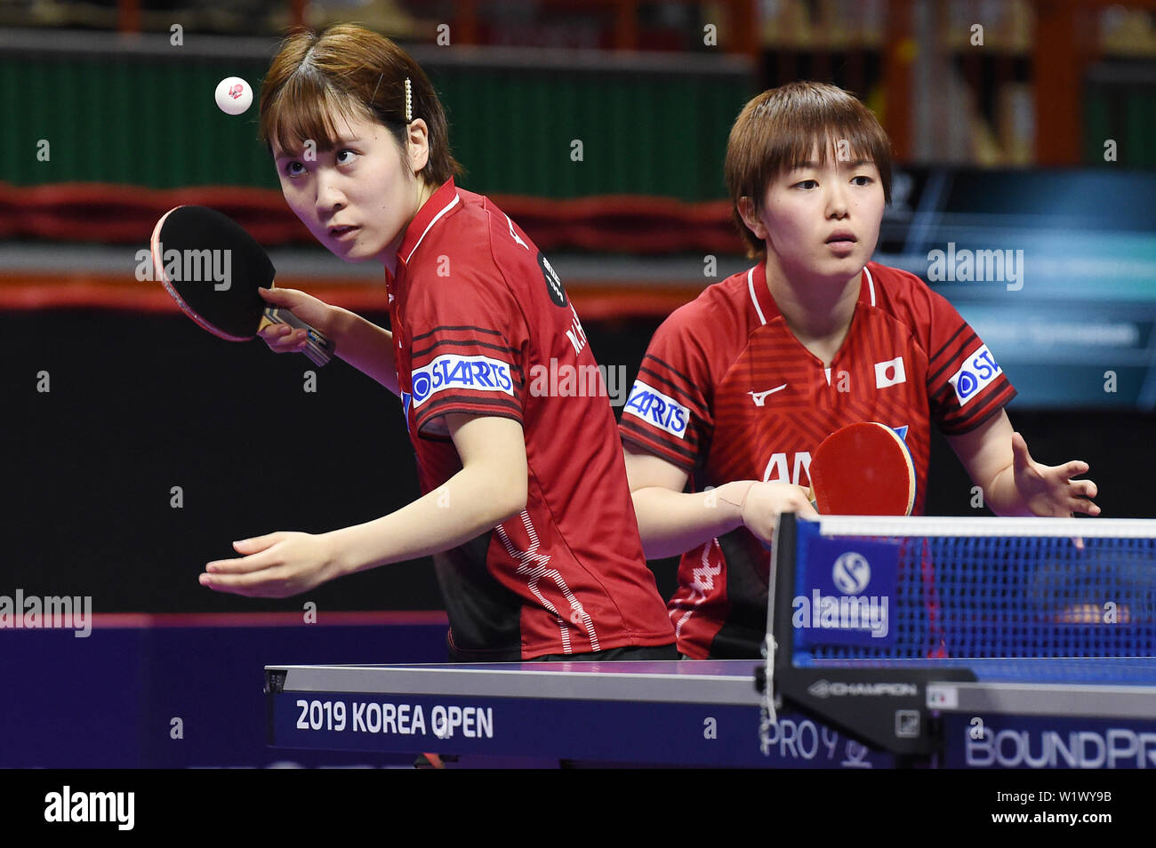Busan, South Korea. 4th July, 2019. Miu Hirano (JPN), Saki Shibata (JPN ...