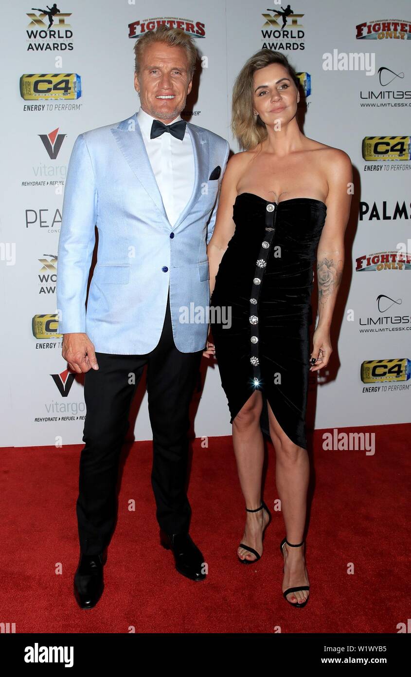Las Vegas, NV, USA. 3rd July, 2019. Dolph Lundgren, Jenny Sandersson at ...