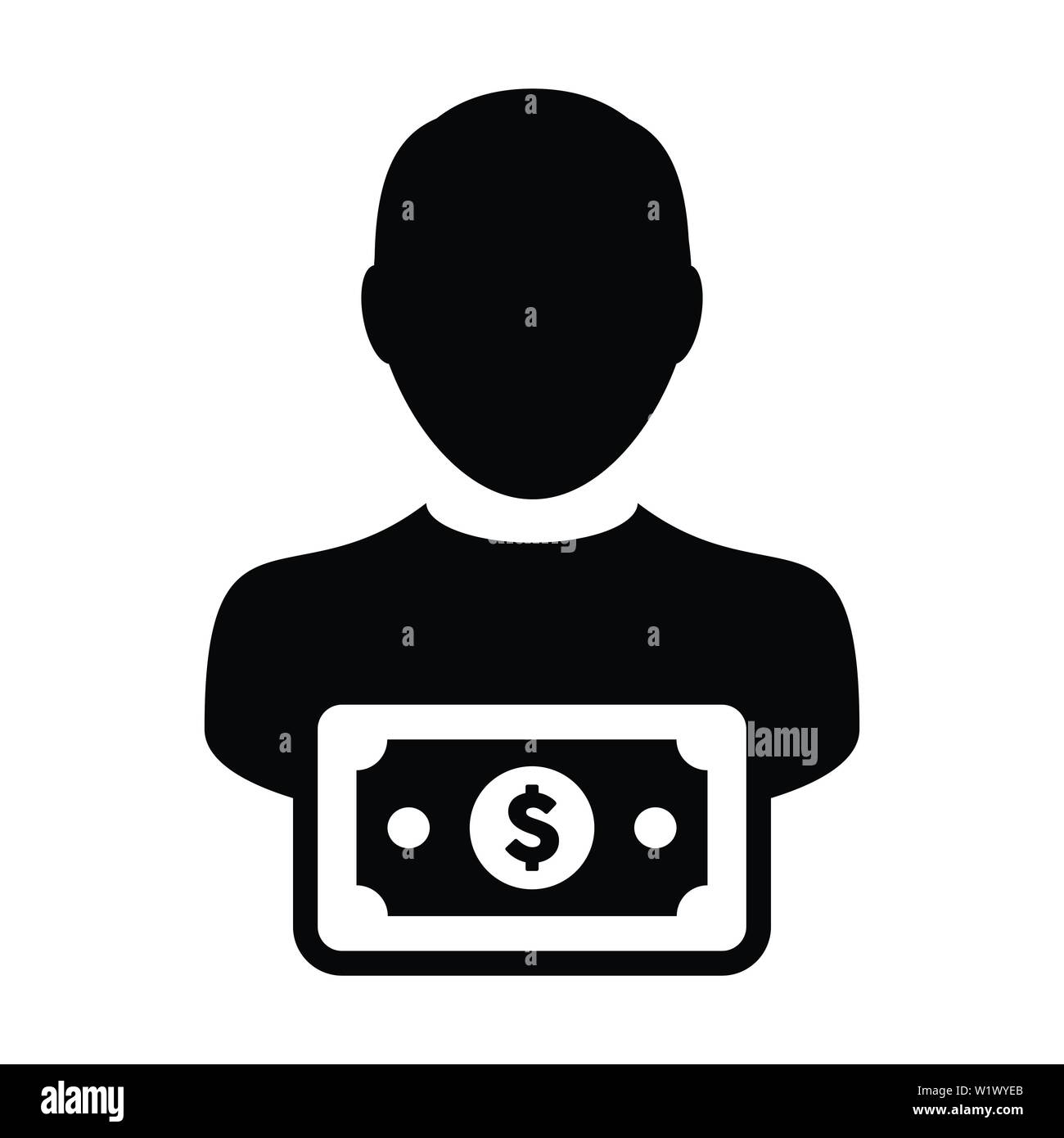 Currency icon vector male user person profile avatar with dollar money ...