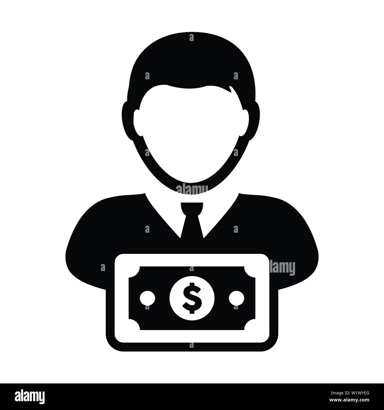 Bank icon vector male user person profile avatar with dollar sign ...