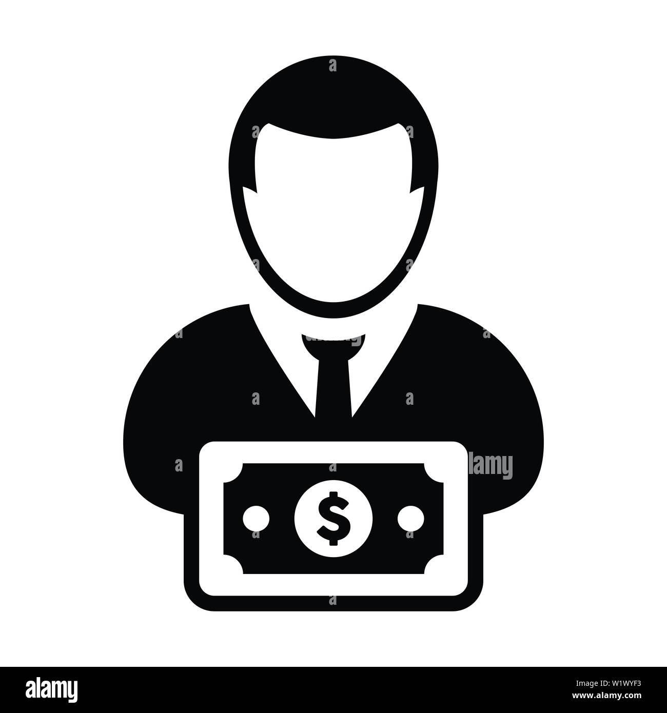 Money icon vector male user person profile avatar with dollar sign ...