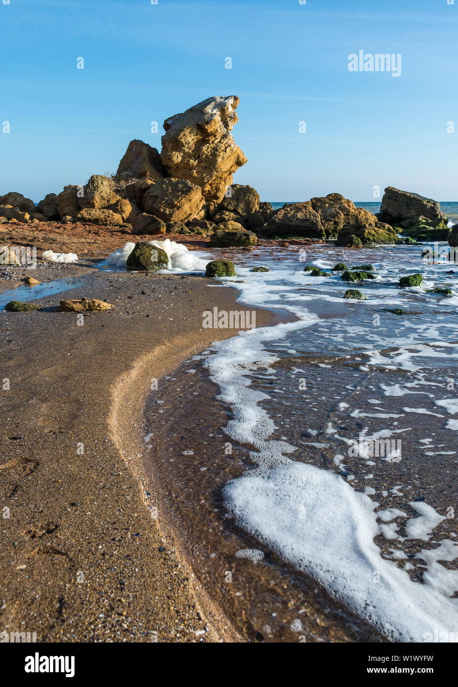Large stones by the sea near the village of Fontanka, Odessa region ...