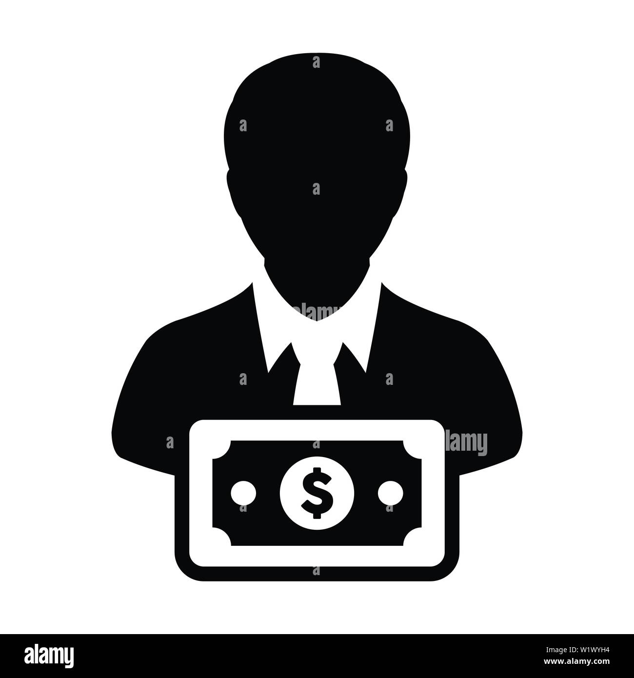 Finance icon vector male user person profile avatar with dollar sign ...