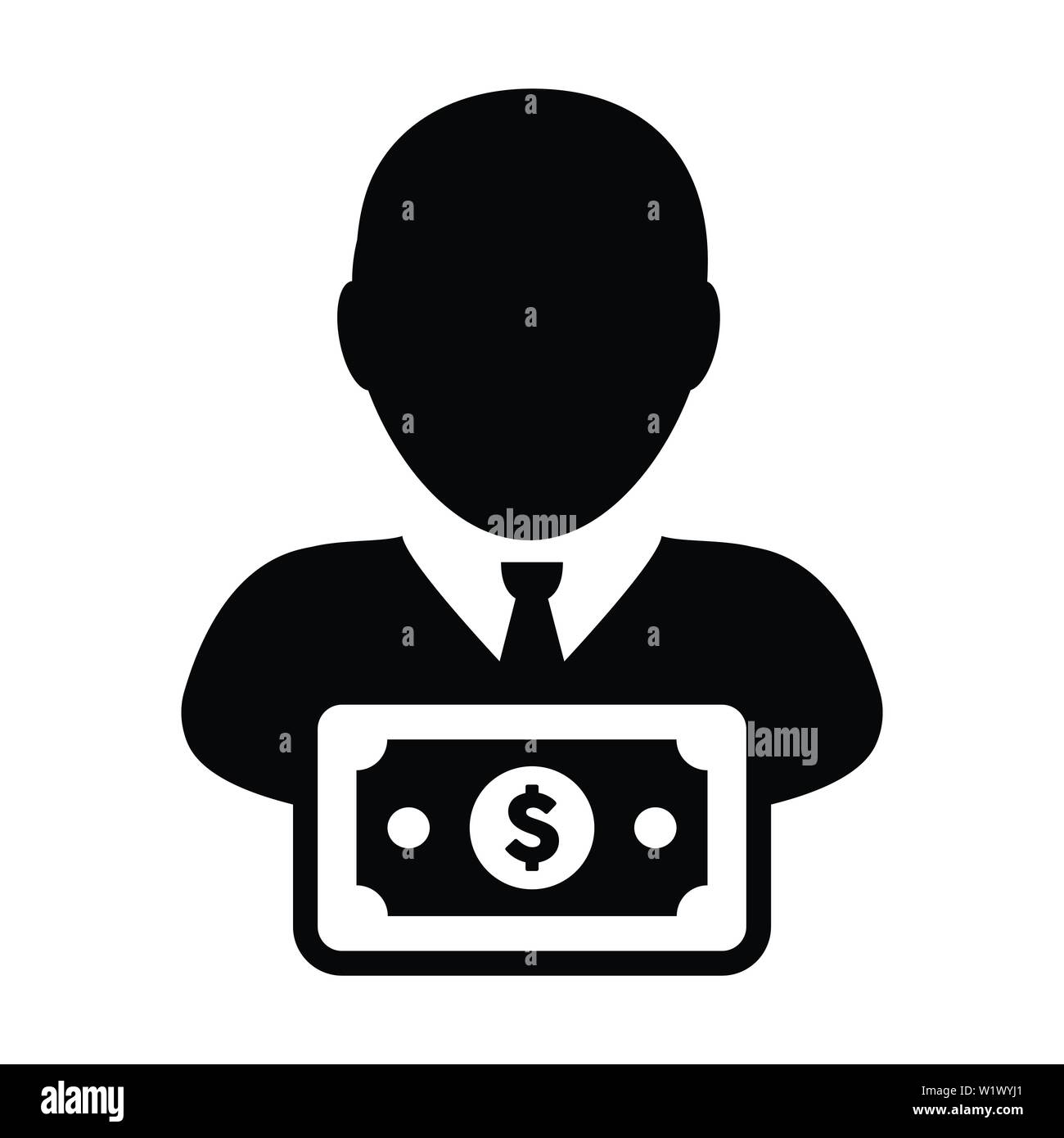 Dollar sign icon vector male user person profile avatar with currency ...